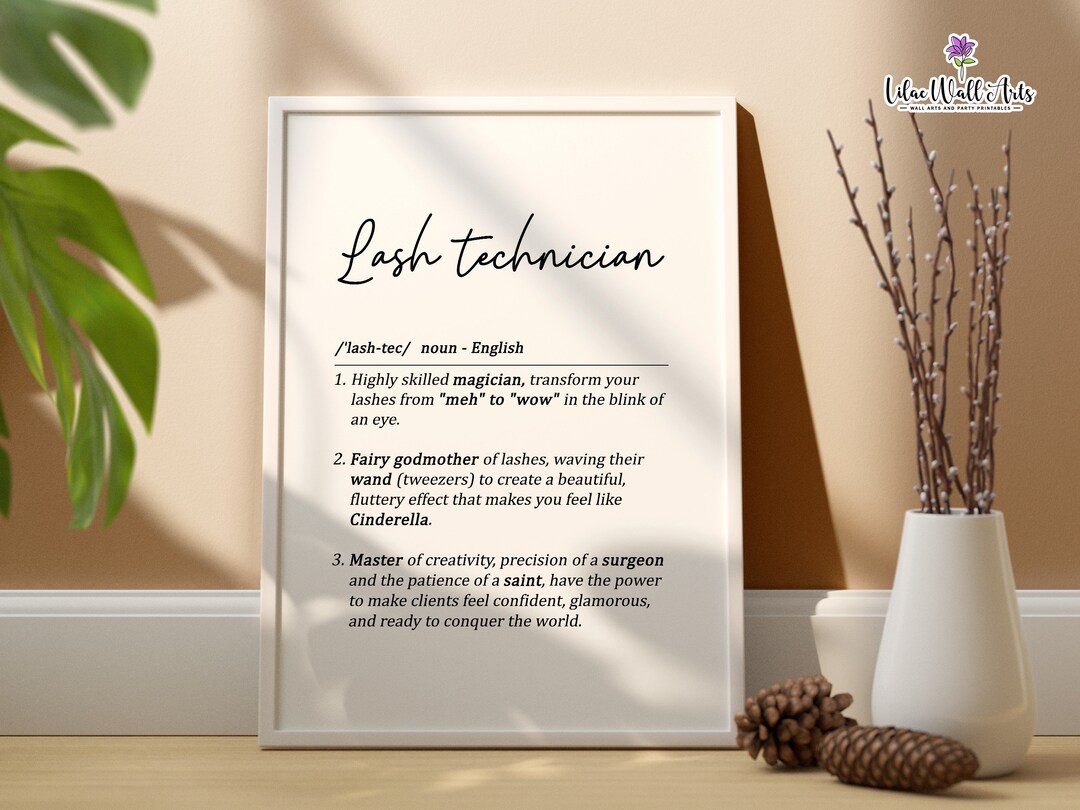 Lash Technician Definition Print Lash Salon Décor Lash Technician Gifts ...