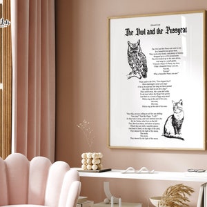 The Owl and the Pussycat Poem Print, Owl and Pussycat, Poem Art, Edward ...