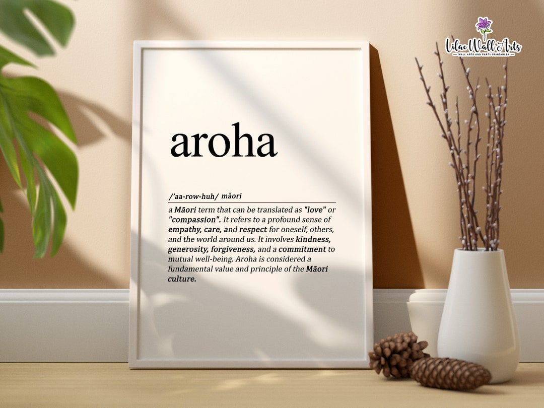 Aroha Maori Art Definition | Auckland New Zealand Print | Te Reo Maori ...