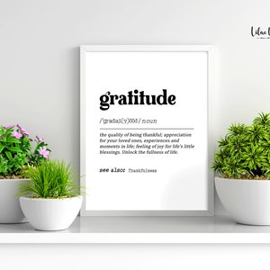 Gratitude Definition Gratitude Gift Definition Print Be Grateful Wall ...