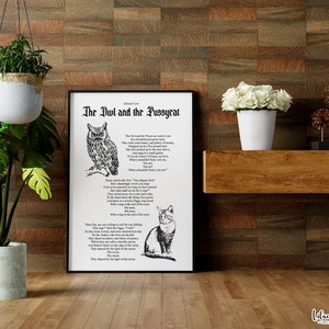 The Owl and the Pussycat Poem Print, Owl and Pussycat, Poem Art, Edward ...