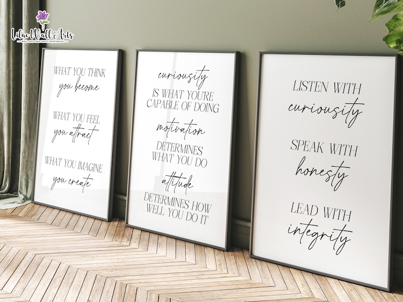 Motivational Quote Prints Set: Cubicle Desk Decor, Workplace Posters ...