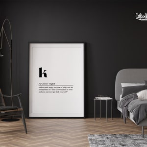 K Definition Printable Definition Print Dictionary Art Minimalist ...