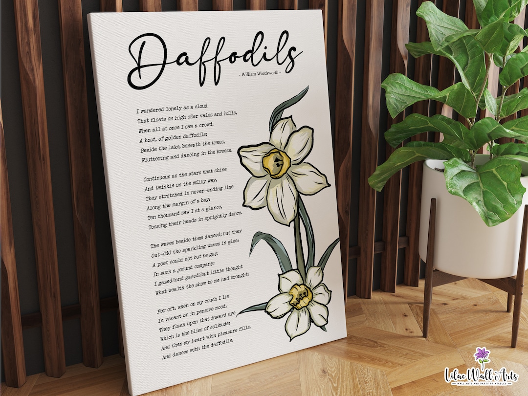 Daffodils Poem Print, Daffodil Print, Poetry Wall Art, Daffodil Art ...