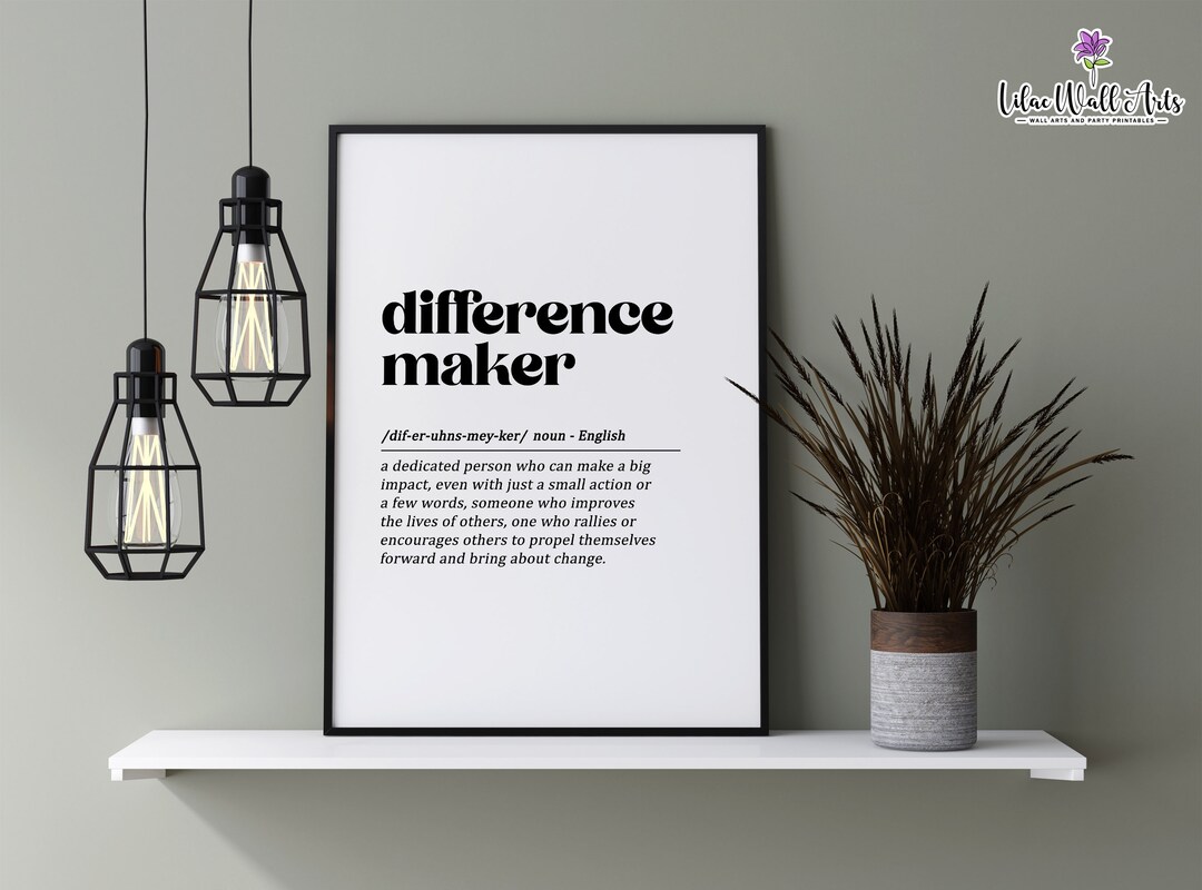 Difference Maker Definition Print Dictionary Art Mentor Gift Typography ...