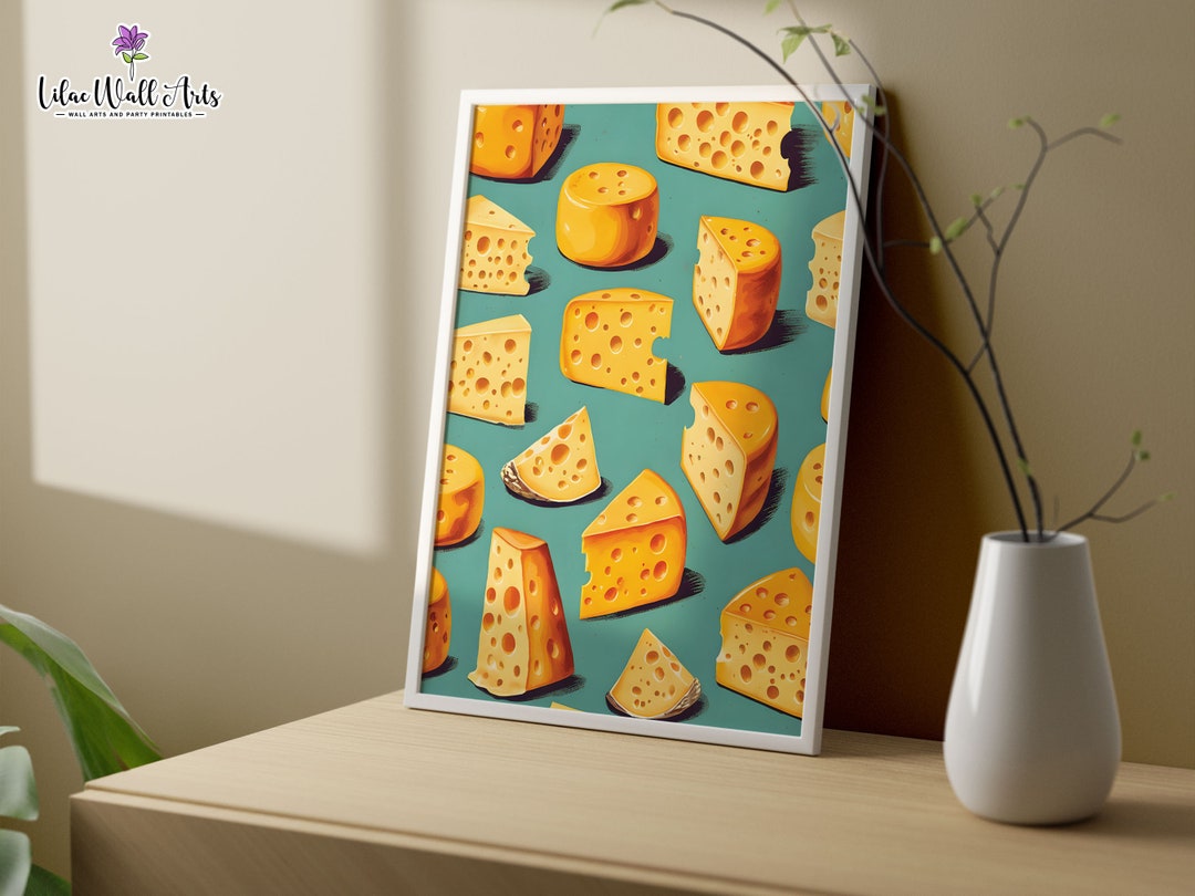 Cheese Printable, Kitchen Poster Retro Cheese Poster, Cheese Lover Gift ...