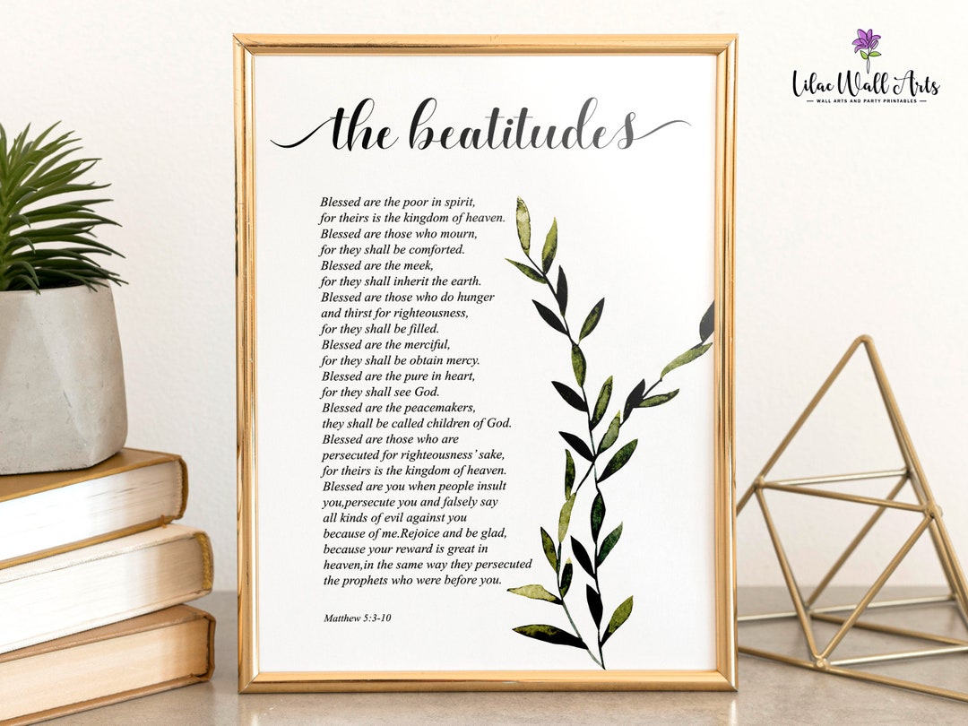 The Beatitudes Matthew 5 Christian Art Bible Verse Wall Art Watercolor ...