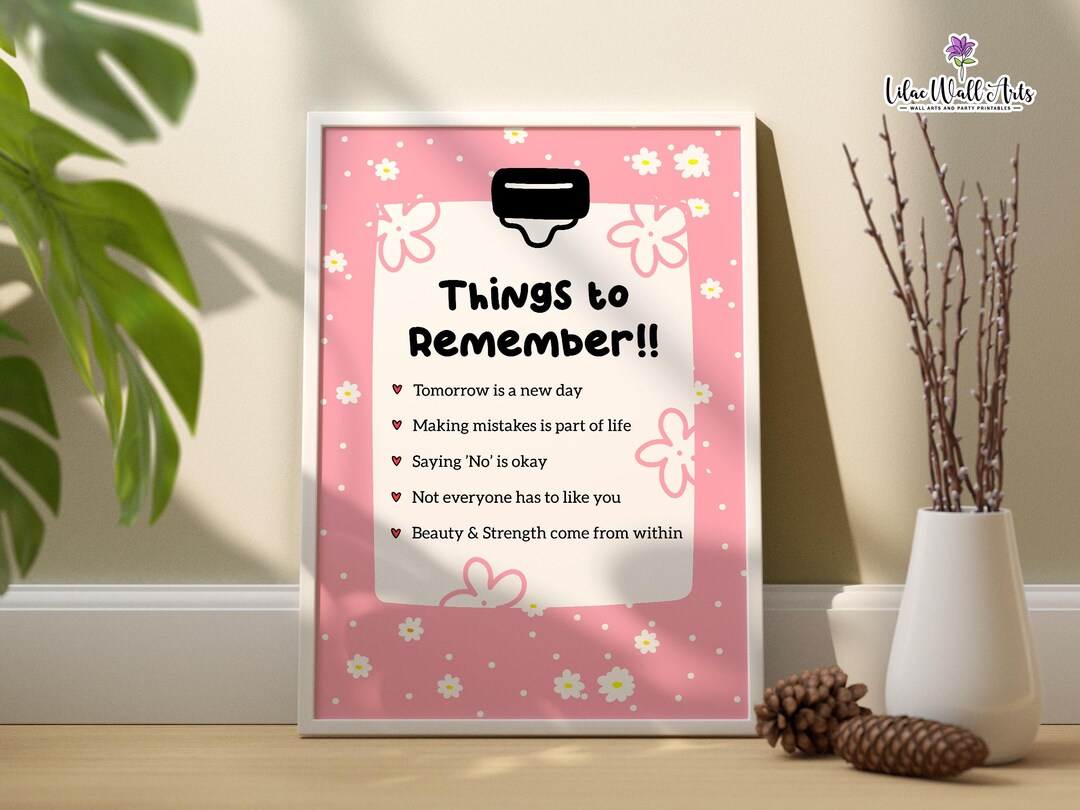 Daily Affirmations Poster Mental Health Self Love Wall Art Self Care ...