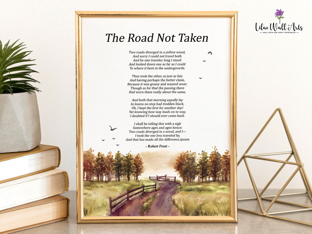 The Road Not Taken Robert Frost Poesie Poster, Robert Frost Gedicht ...