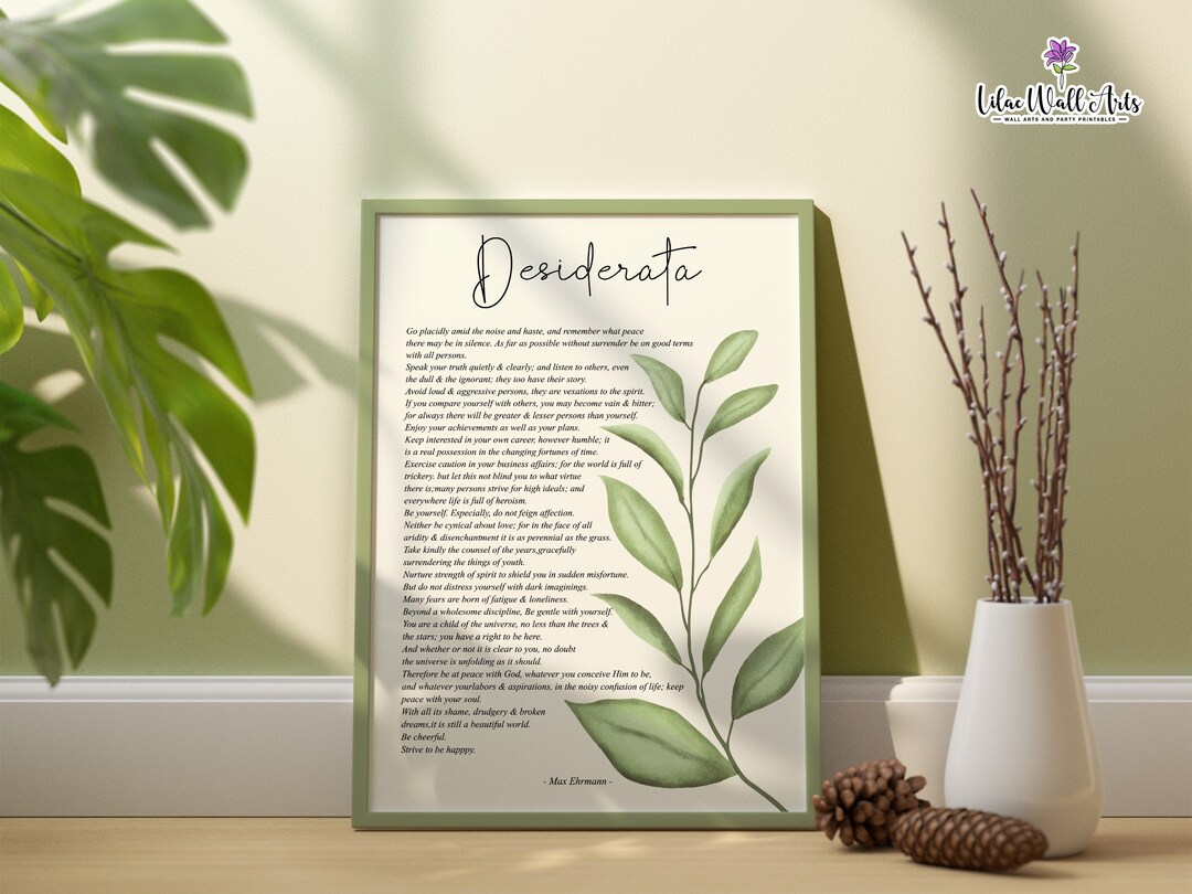 Sage Green Desiderata Poem Print - Max Ehrmann (digital Download ...