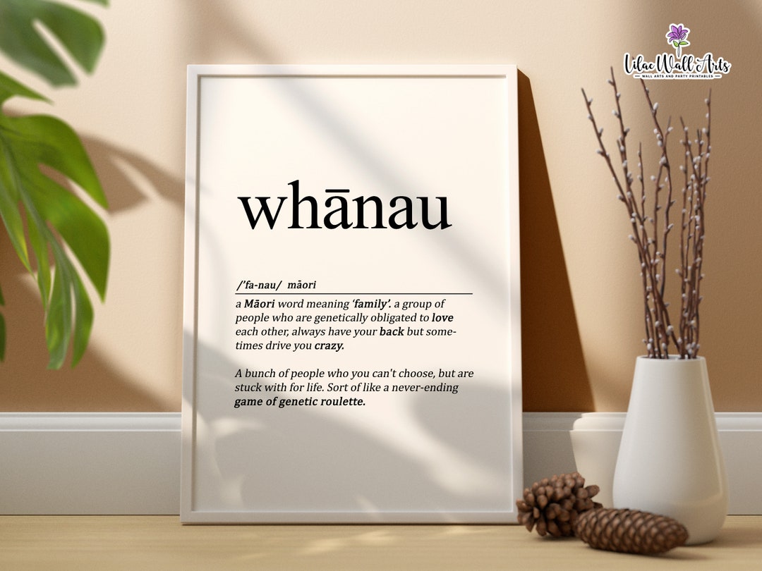 Whanau Maori Art Definition Auckland New Zealand Print Te Reo Maori Art ...