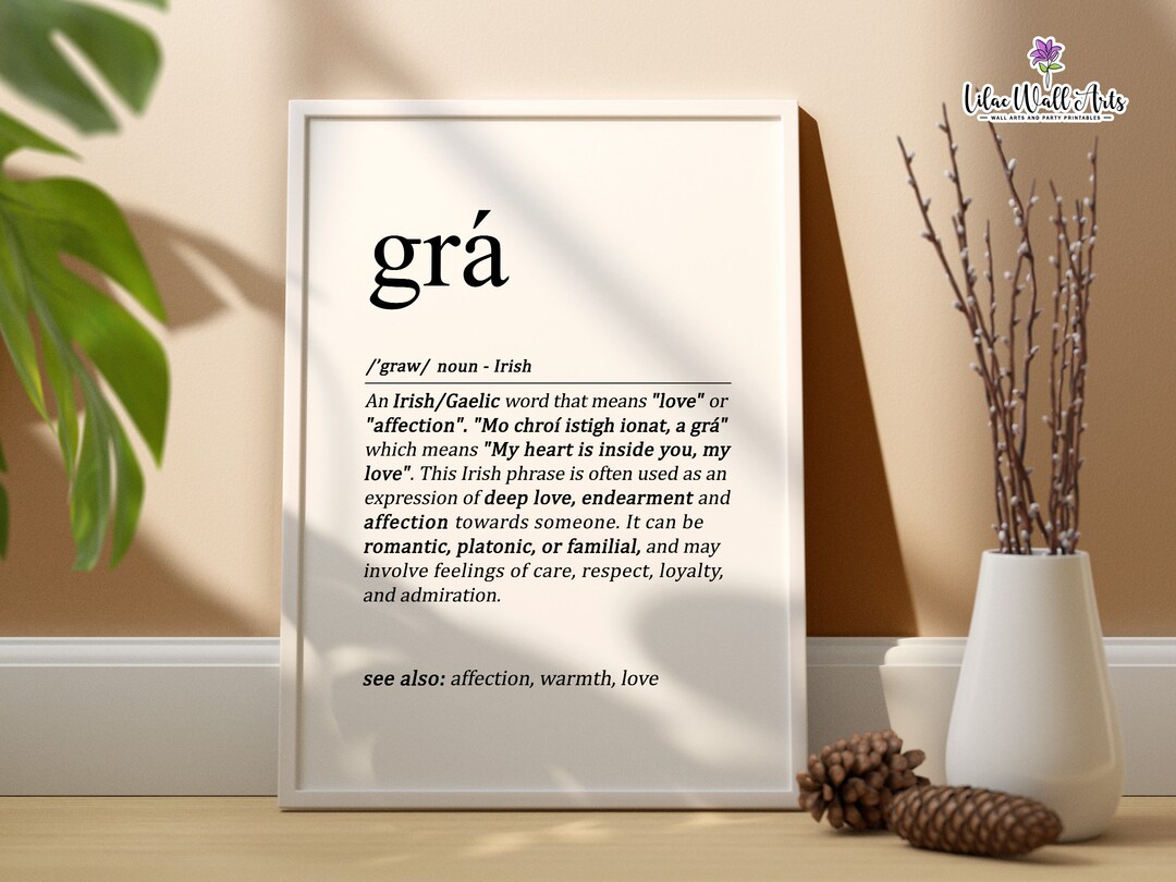 Grá Definition Print: Irish Love Saying, Bedroom Wall Art (digital ...