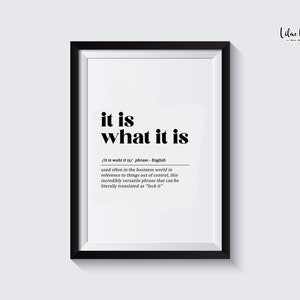 It is What It is Definition Print | Printable Wall Art | Definition ...