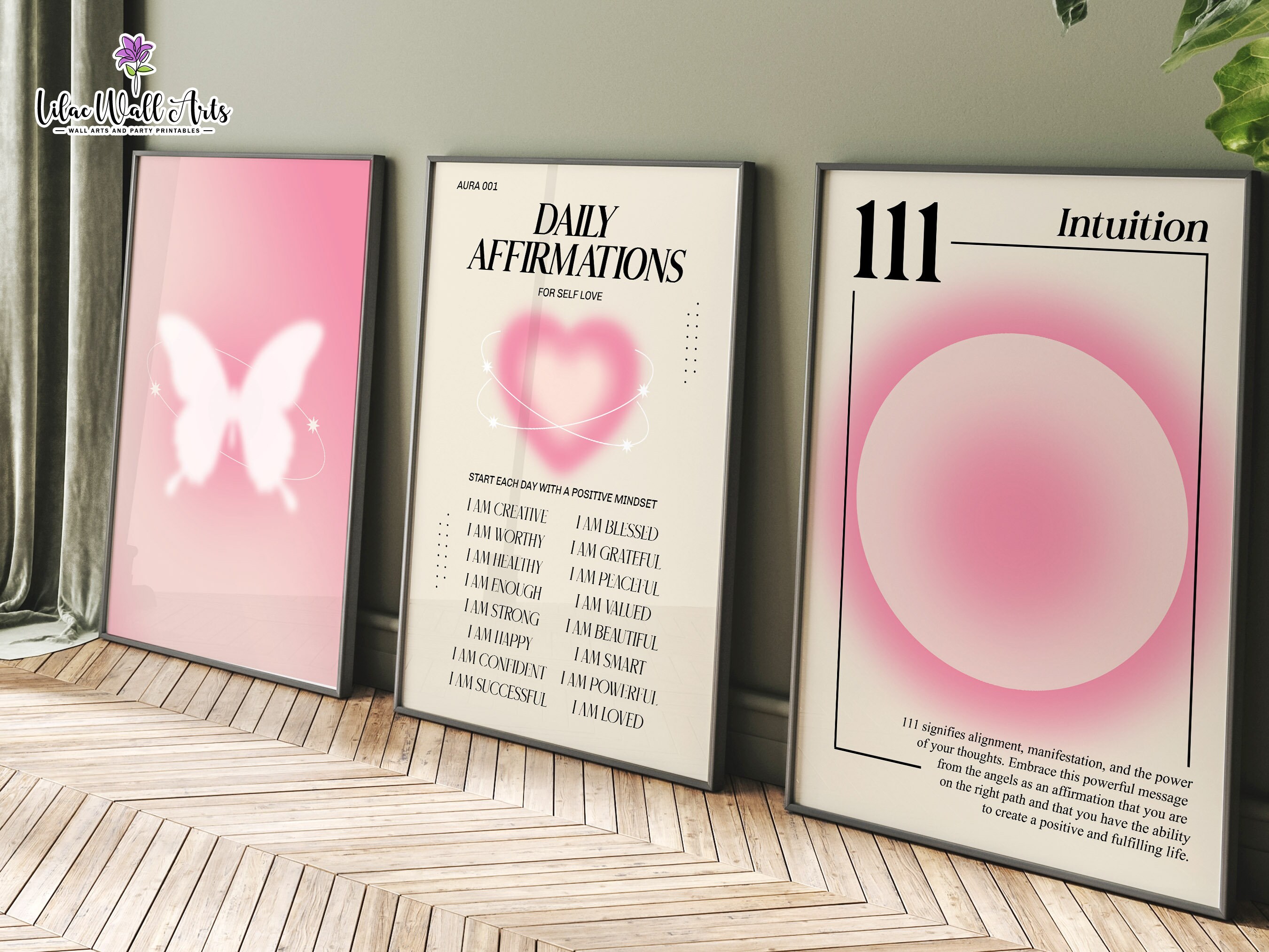 Pink Poster Set of 3 Affirmation Poster Aura Room Décor Pink - Etsy