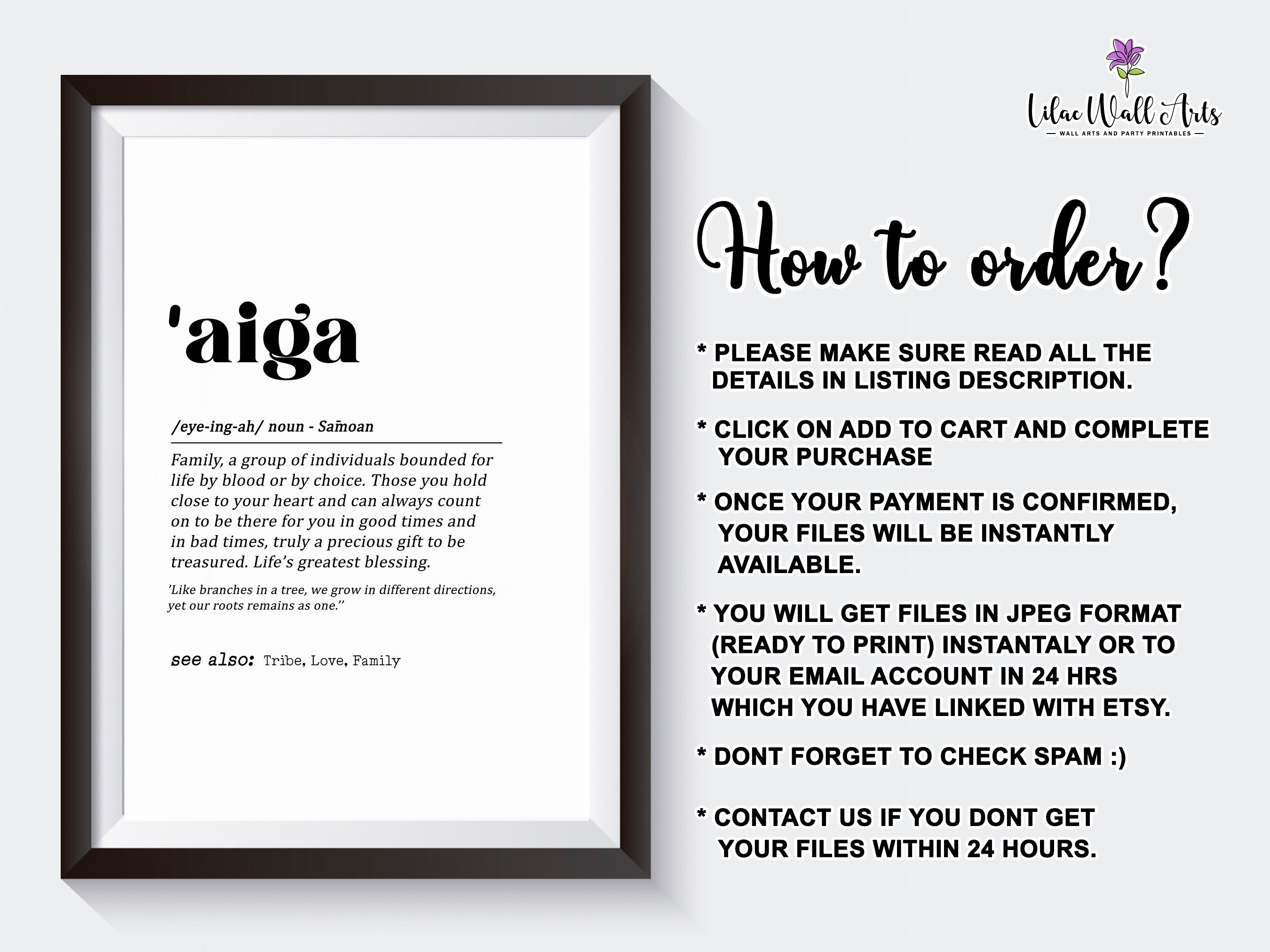 Samoan Aiga Definition Family Wall Art Aiga Definition - Etsy Australia