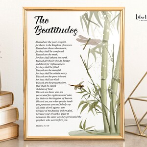 The Beatitudes Matthew 5 Bible Quotes Christian Poster - Etsy