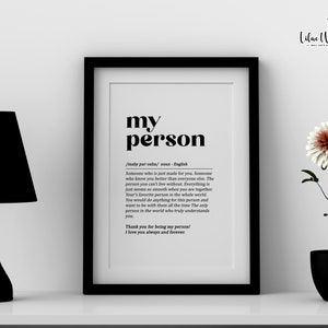 My Person Definition Print You're My Person Best Friend Gift Sister ...