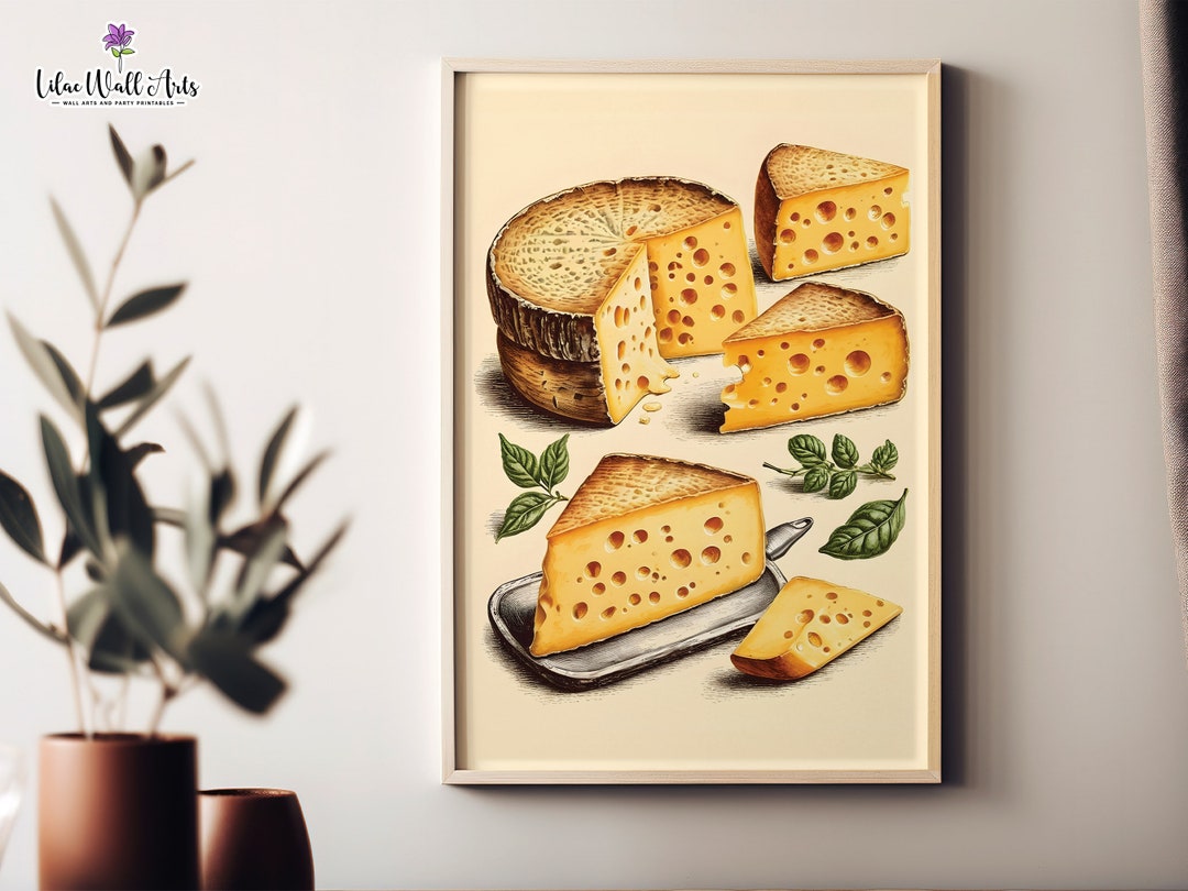 Retro Cheese Poster: Whimsical Kitchen Food Print (digital Download) - Etsy
