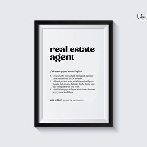 Real Estate Agent Definition | Realtor Art Print | Realtor Definition ...