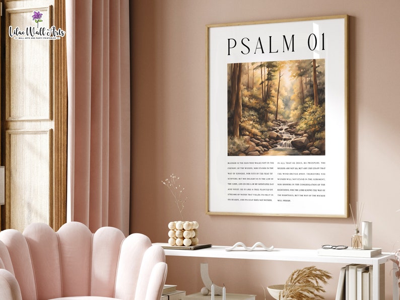 Psalm 1 Watercolor Bible Verse Art Print: Scripture Wall Decor (digital ...