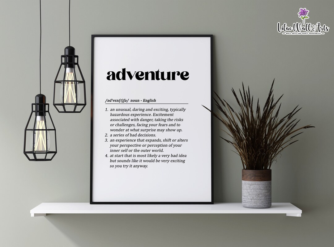 Adventure Definition Print Wall Art Print Dictionary Art Minimalist ...