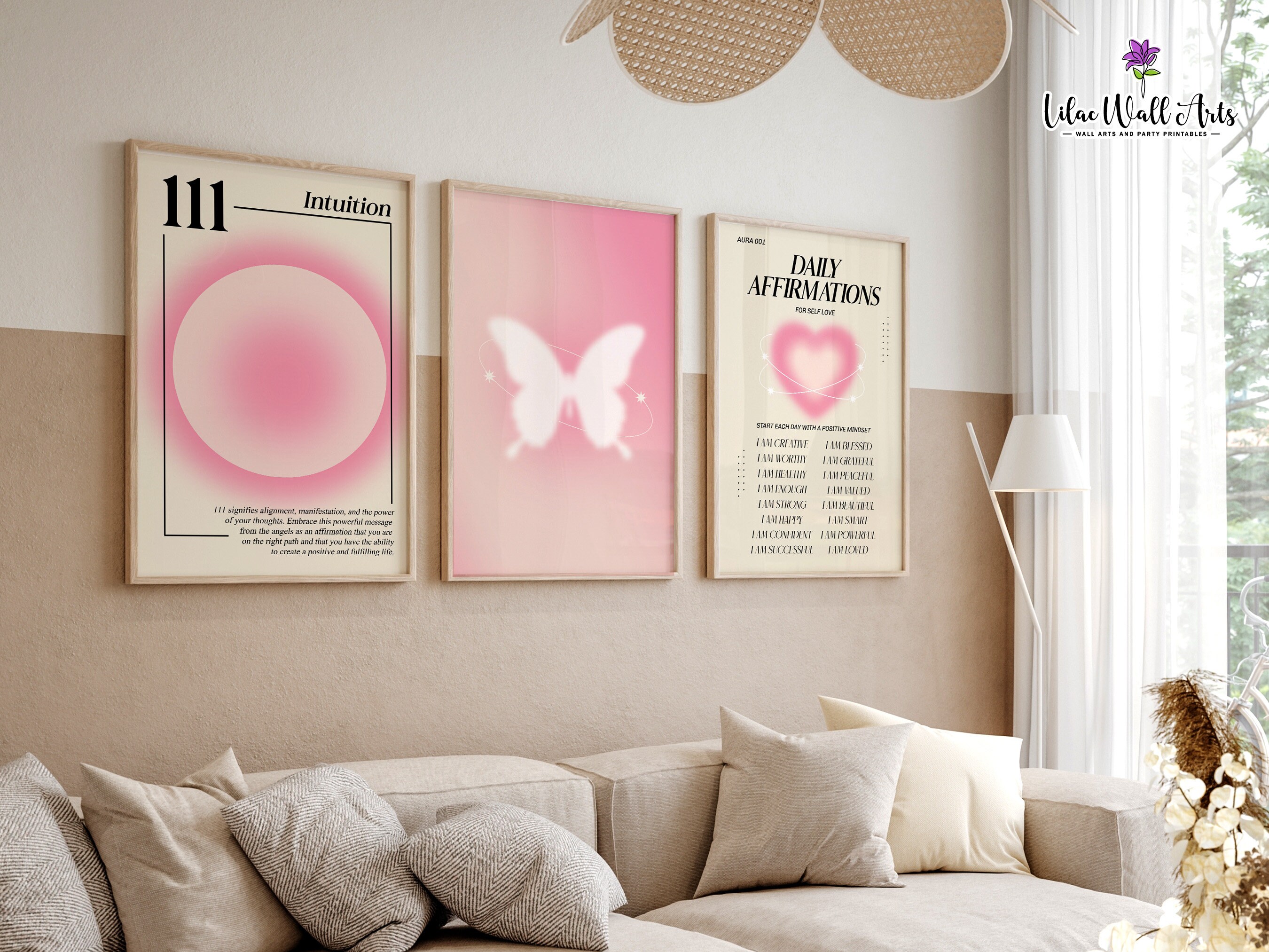 Pink Poster Set of 3 Affirmation Poster Aura Room Décor Pink - Etsy