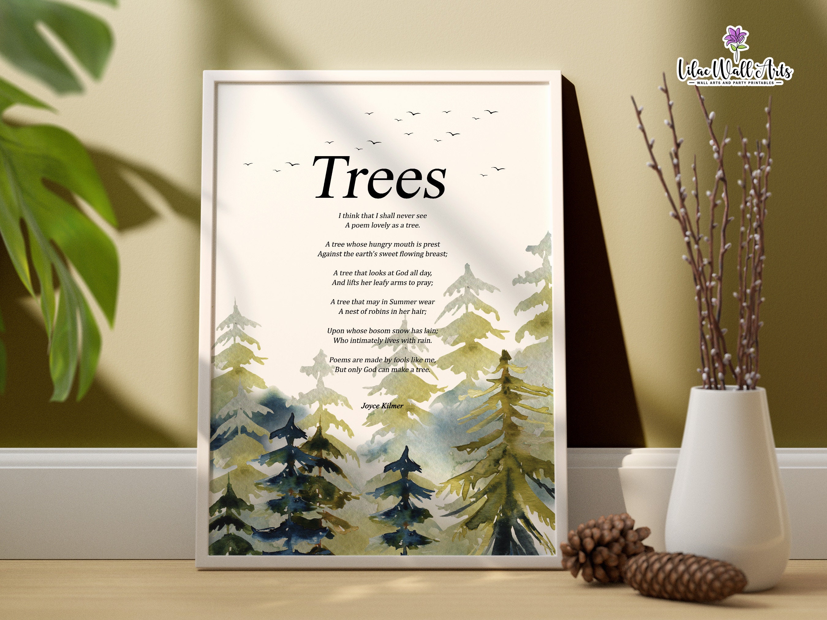 Joyce Kilmer 'trees' Poem Print: Poetry Poster, Nature Quote Art ...