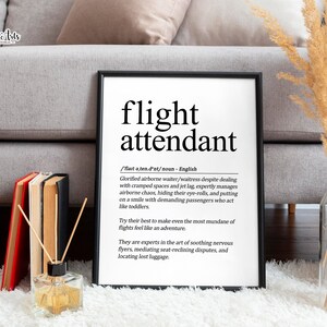 Flight Attendant Definition Print, Travel Art, Cabin Crew Gift, Airline ...