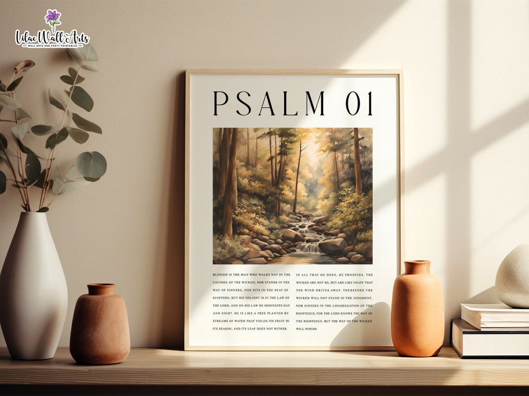 Psalm 1 Wall Art, Psalm Wall Art, Watercolor Bible Art, Scripture Wall ...