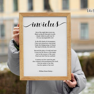 Invictus Poem Print, Invictus Art Print, Poetry Poster, Inspirational ...