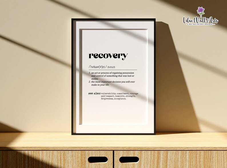 Recovery Definition Print Printable Wall Art Definition - Etsy