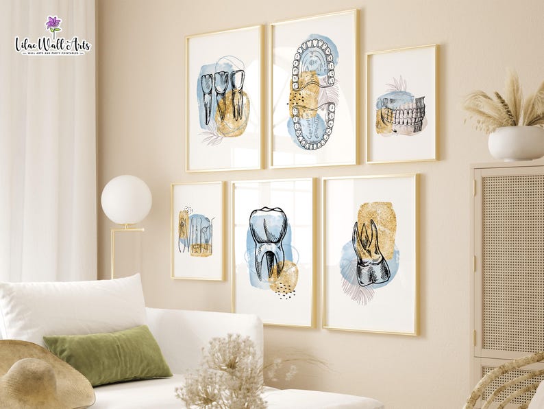 Dental Posters: Set of 6 Dental Anatomy Art Prints, Dentist Office ...