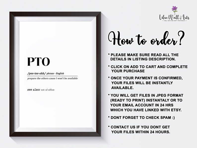PTO Definition Print: Funny Office Wall Art (digital Download) - Etsy