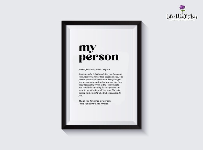 My Person Definition Print You're My Person Best - Etsy