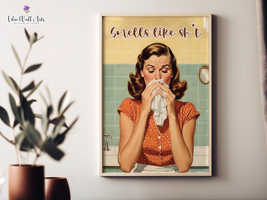 Funny Bathroom Wall Poster, Retro Bathroom Art, Restroom Wall Art ...