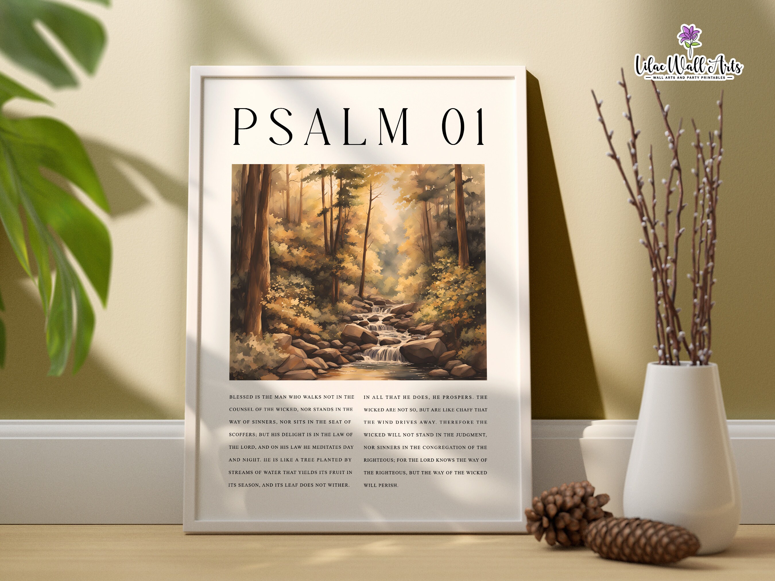 Psalm 1 Watercolor Bible Verse Art Print: Scripture Wall Decor (digital ...