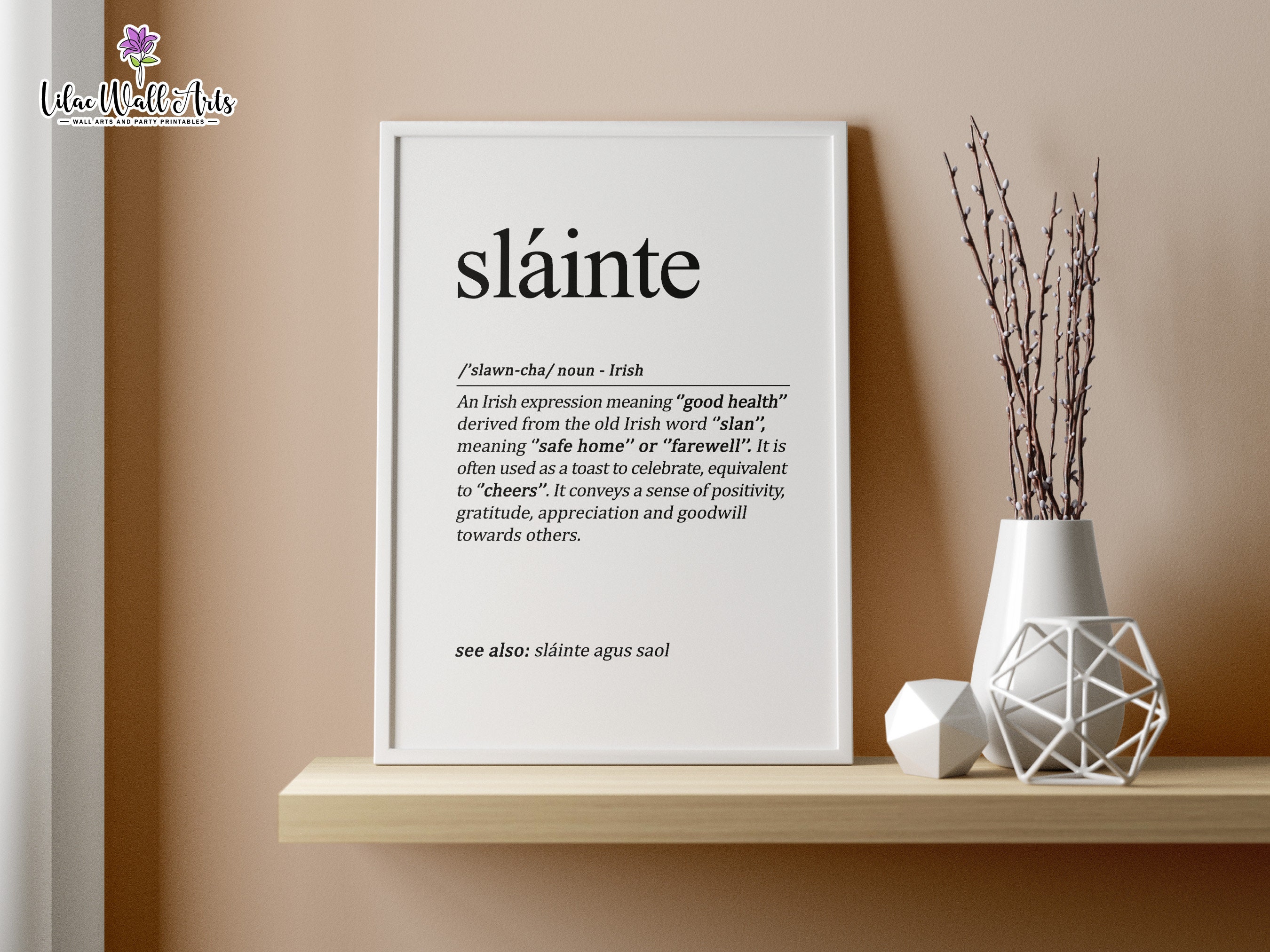Slainte Definition Print Irish Decor Scotland Print Irish - Etsy