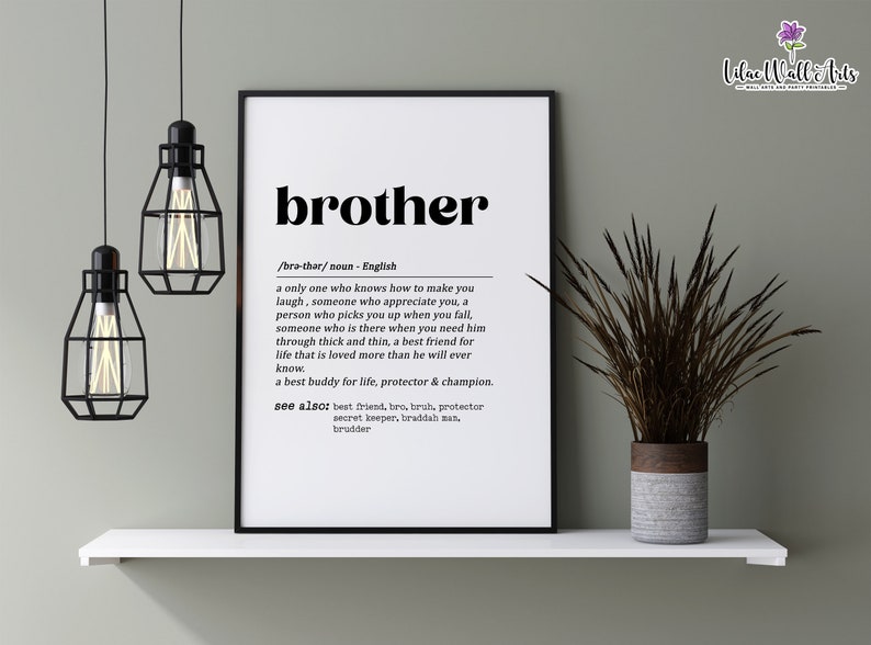 Brother Definition Print Brother Gift Gift for Brother - Etsy