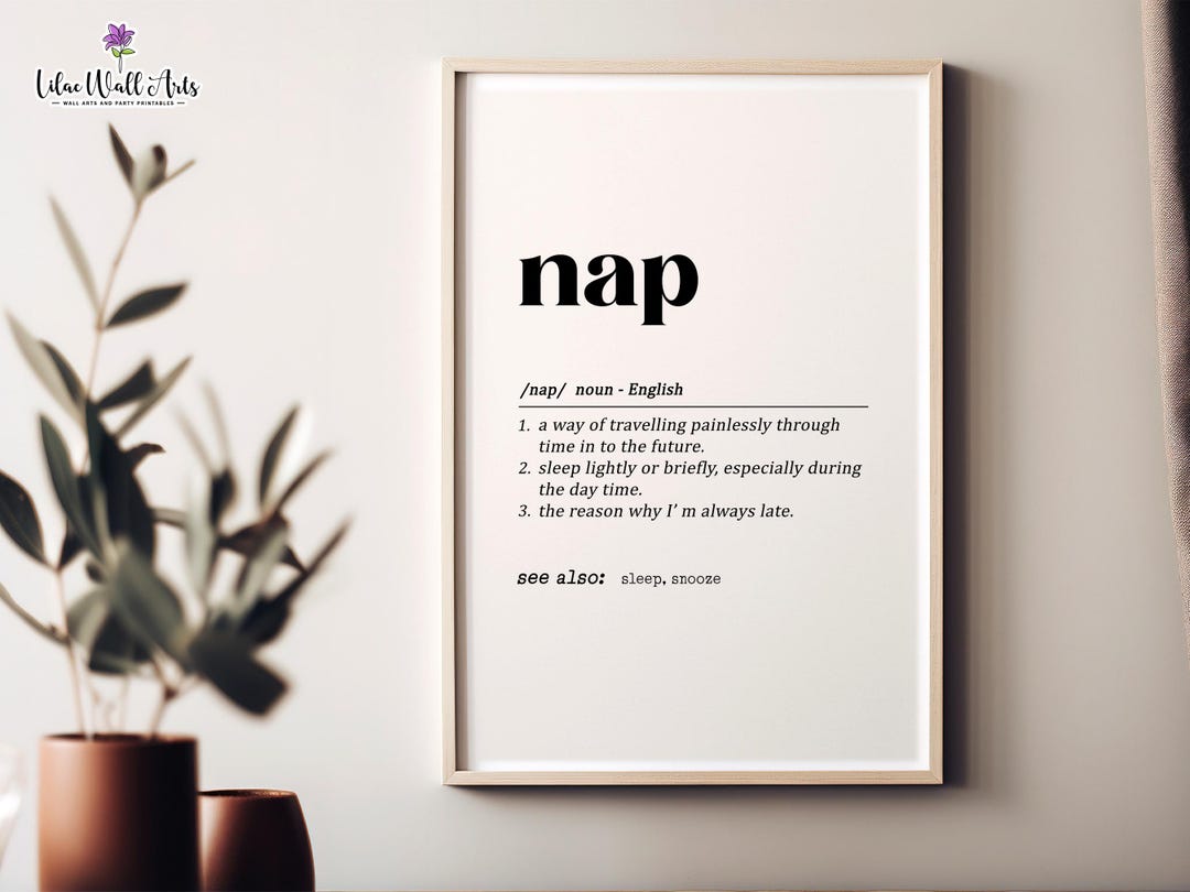 Nap Definition Print: Funny Bedroom Wall Art, Above Bed Decor (digital ...