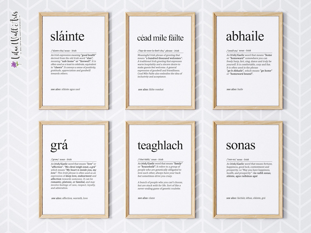 Set of 6 Irish Prints, Ireland Prints, Irish Decor Gaeilge, Gaelic Gift ...
