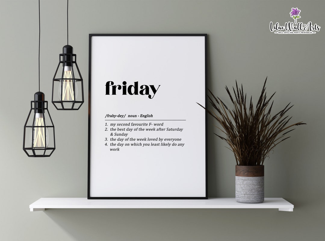 Friday Definition Print Zoom Background Office Wall Art - Etsy Portugal