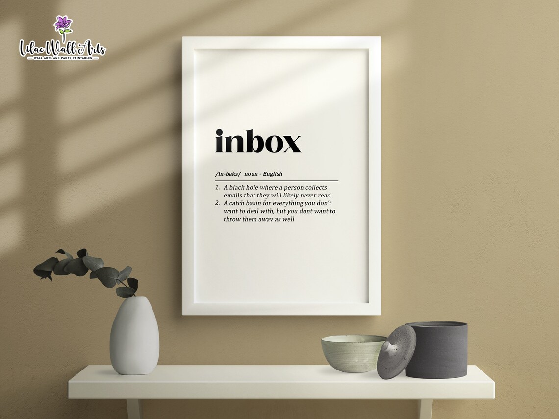 Inbox Definition Print Office Wall Art Definition Print - Etsy