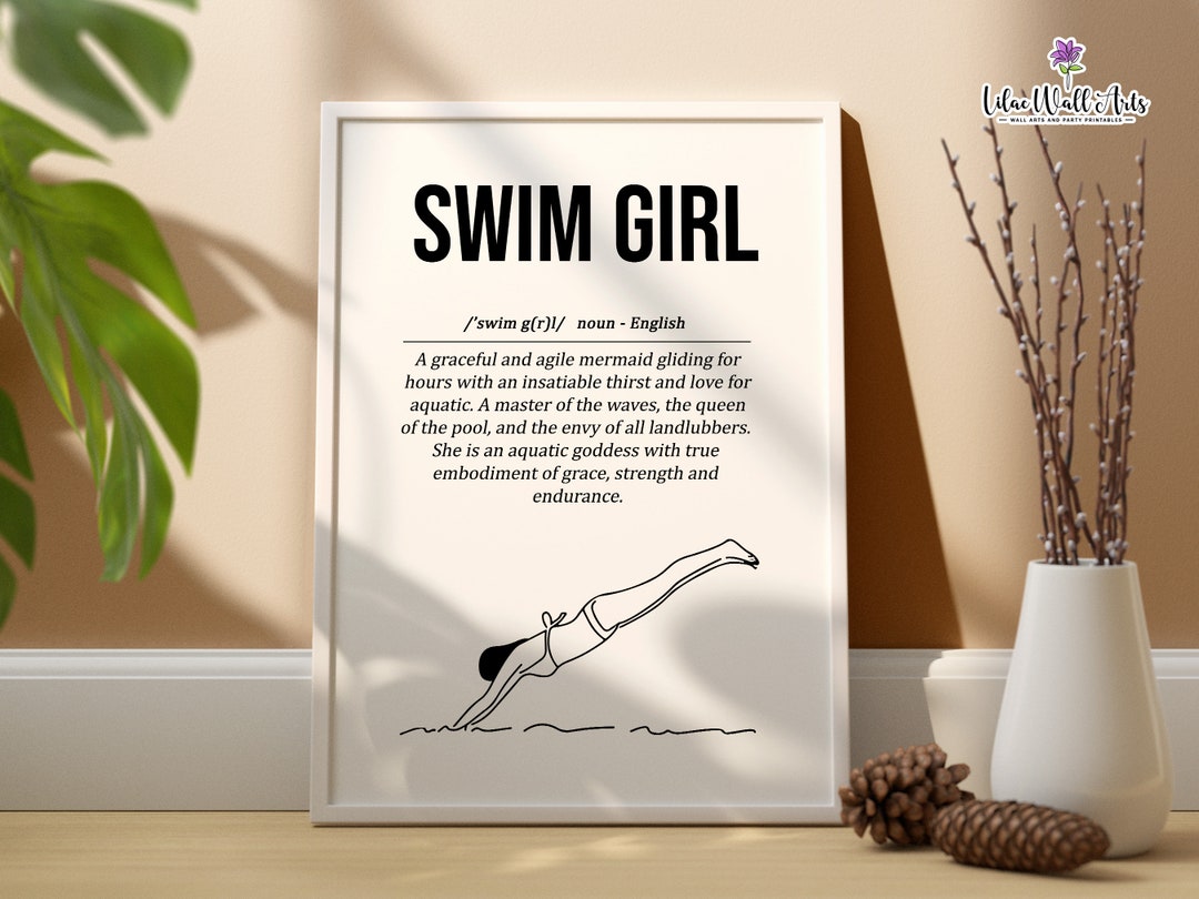 Swim Girl Definition, Swim Print, Swim Poster, Girl Swimming Poster ...