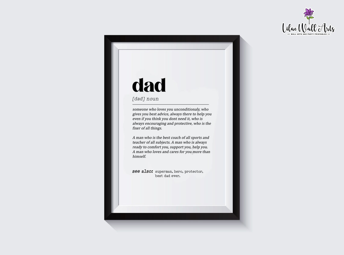 Dad Definition Print Dad Birthday Father's Day Gift Dad - Etsy