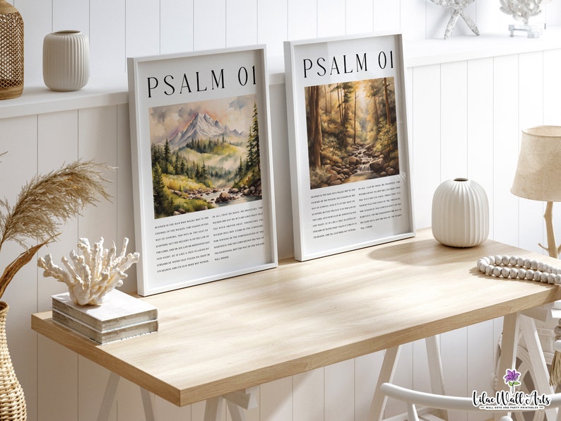 Psalm 1 Watercolor Bible Verse Art Print: Scripture Wall Decor (digital ...