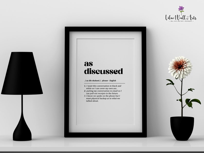 As Discussed Home Office Poster Definition Print Office - Etsy