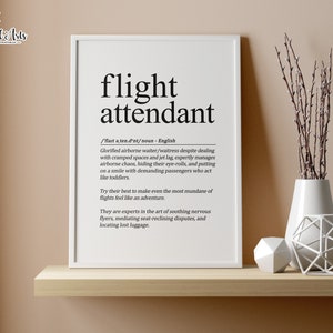 Flight Attendant Definition Print, Travel Art, Cabin Crew Gift, Airline ...