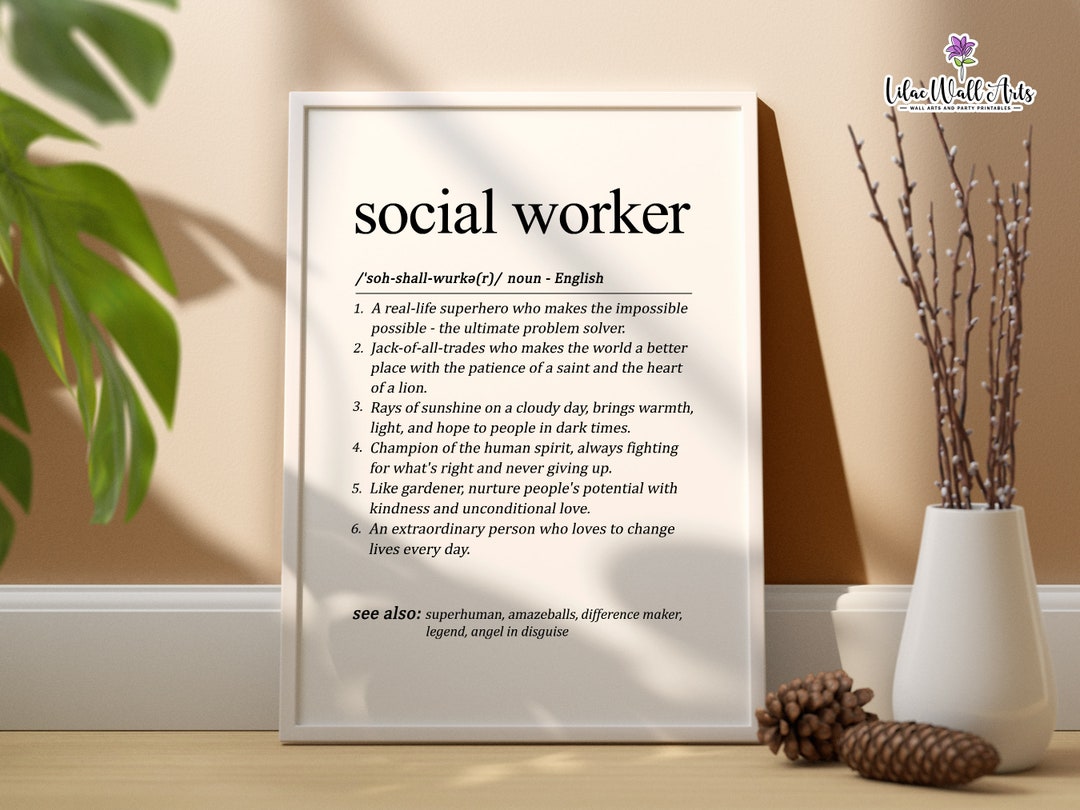 Social Worker Definition Print, New Job Gift, Social Worker Sign ...