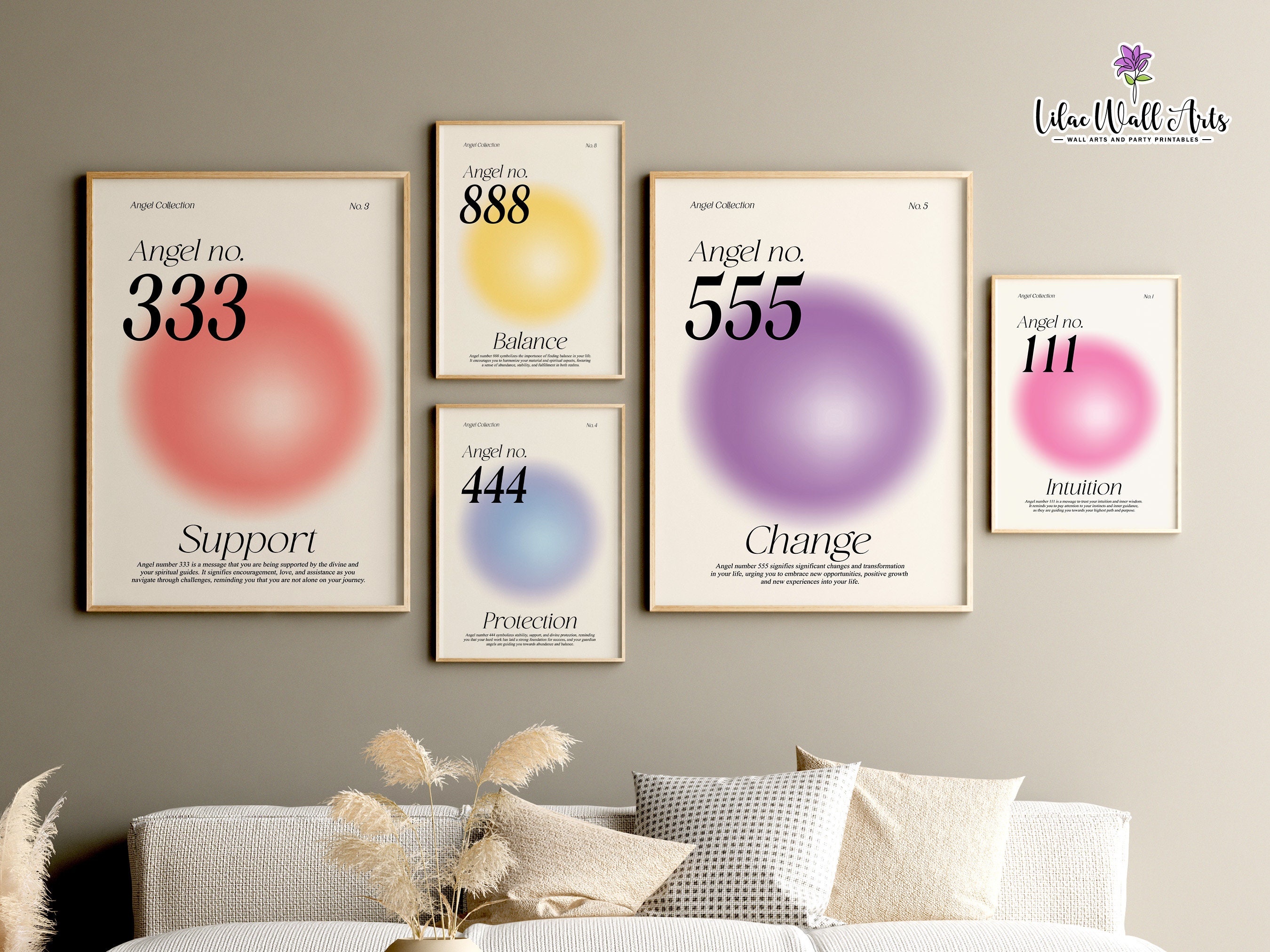 Angel Number Print Set: Aura Art, Spiritual Numbers (digital Download ...