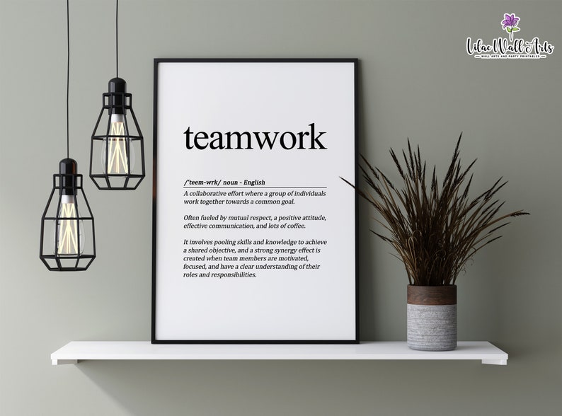Teamwork Definition Teamwork Wall Art Team Work Gifts - Etsy